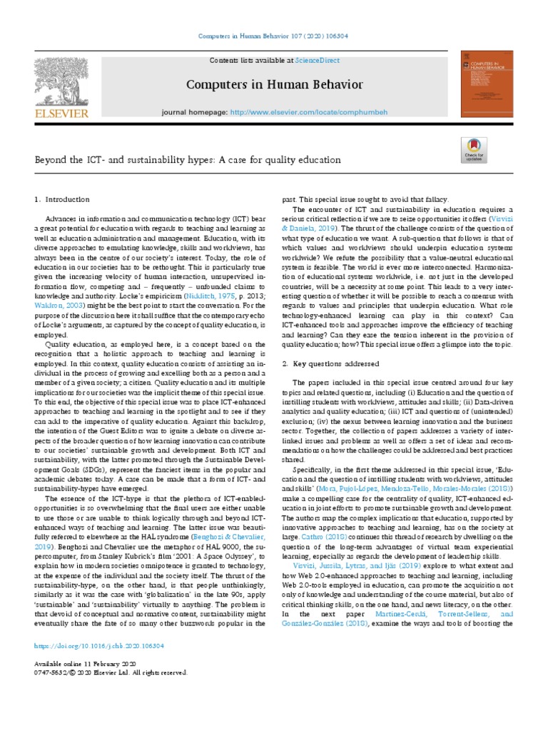 Computers in Human Behavior: Beyond The ICT-and Sustainability Hypes: A ...