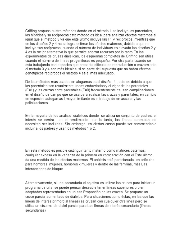 Modelo de Griffing Dialelo | PDF