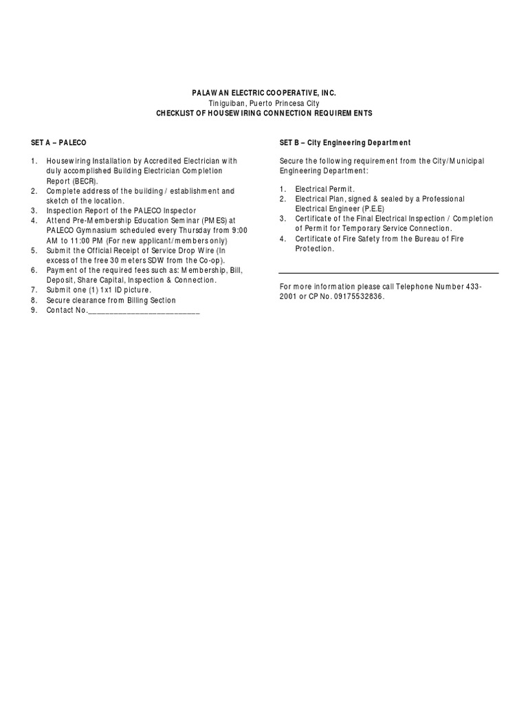 PALECO Housewiring Connection Guide | PDF | Cooperative | Electrician