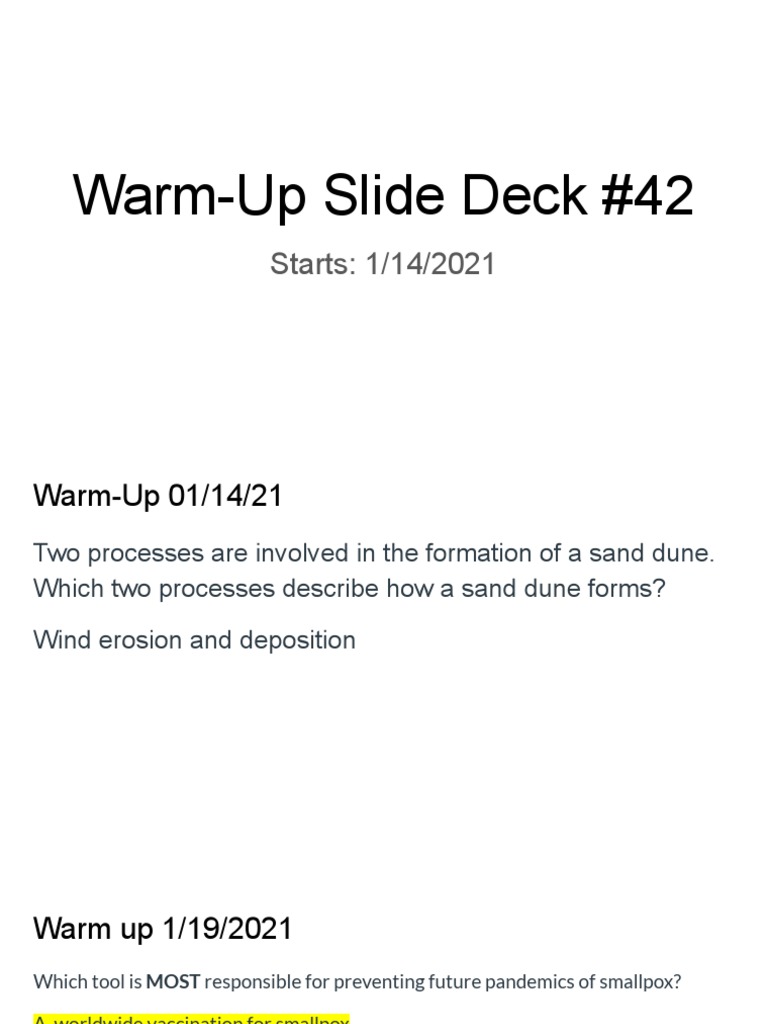 Warm-Up Slide Deck #42 | PDF
