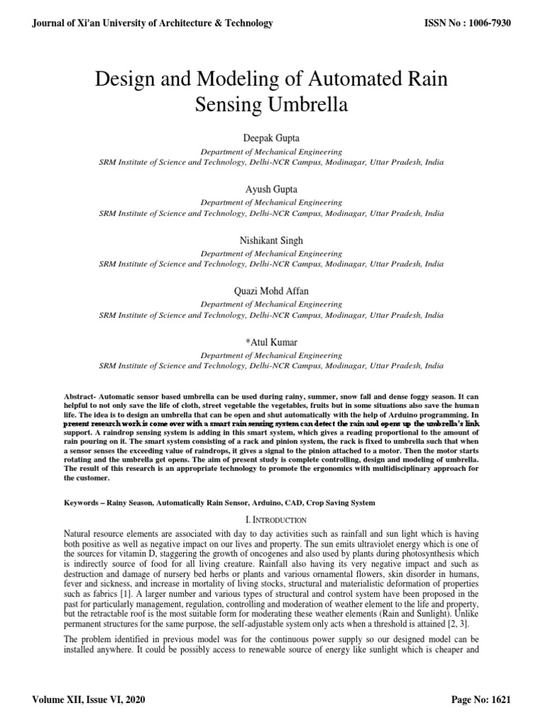 Design and Modeling of Automated Rain Sensing Umbrella | PDF | Screw ...