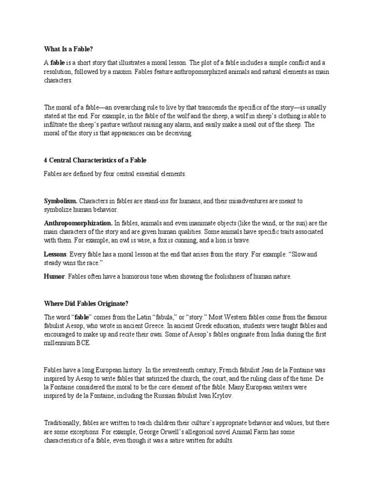 An Introduction to Fables: Their Origins, Characteristics, Examples and ...