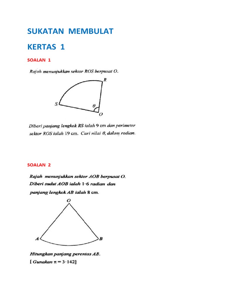 Sukatan Membulat-Latihan | PDF