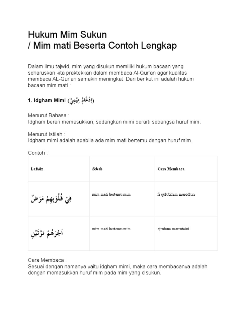 Hukum Mim Sukun | PDF