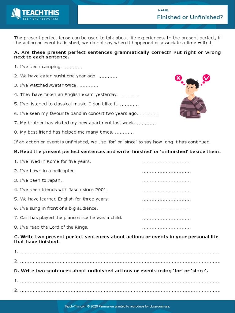 Finished or Unfinished Interactive Worksheet | PDF | Language Mechanics ...