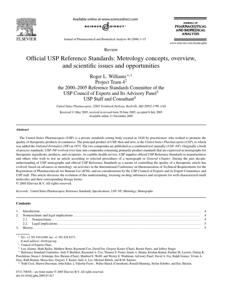 Official USP Reference Standards Metrology Concepts, Overview | PDF ...