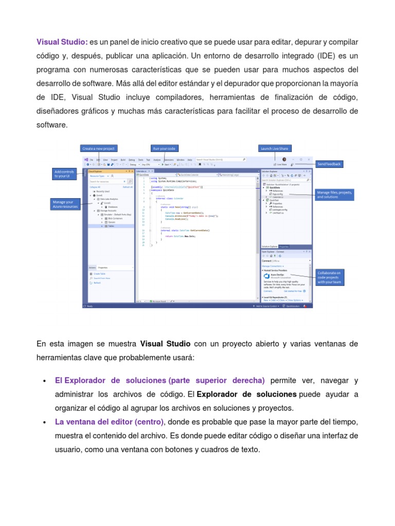 Visual Studio | PDF | Microsoft Visual Studio | Entorno de desarrollo ...