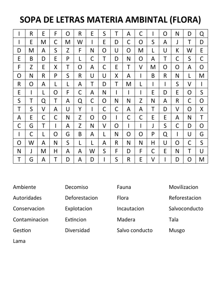 Sopa de Letras (Fauna) | PDF | Cuestiones ambientales | Manejo de ...