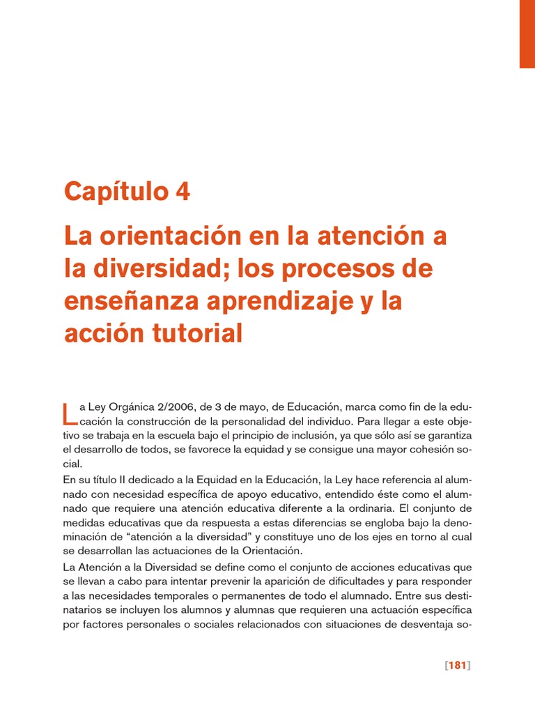 La Orientación en La Atención A La Diversidad Los Procesos de Enseñanza Aprendizaje y La Acción ...