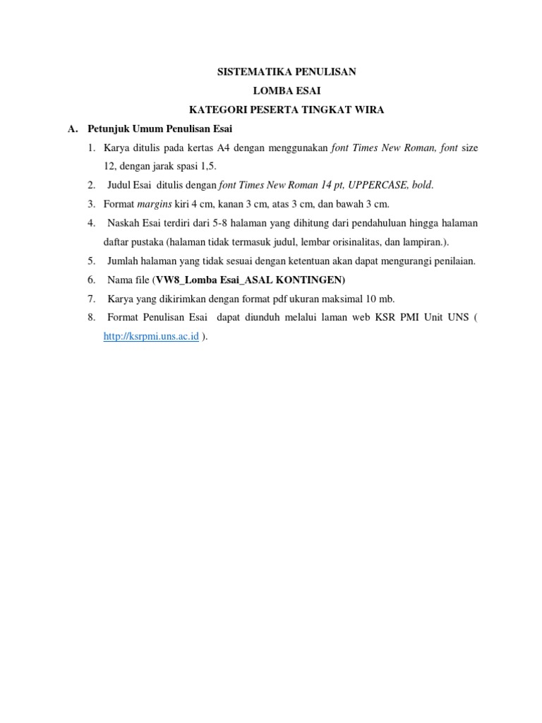 Format Penulisan Esai | PDF