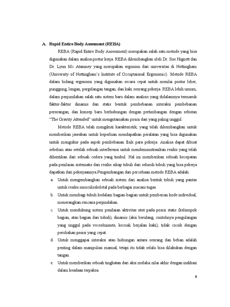Metode REBA untuk Analisis Postur Kerja | PDF