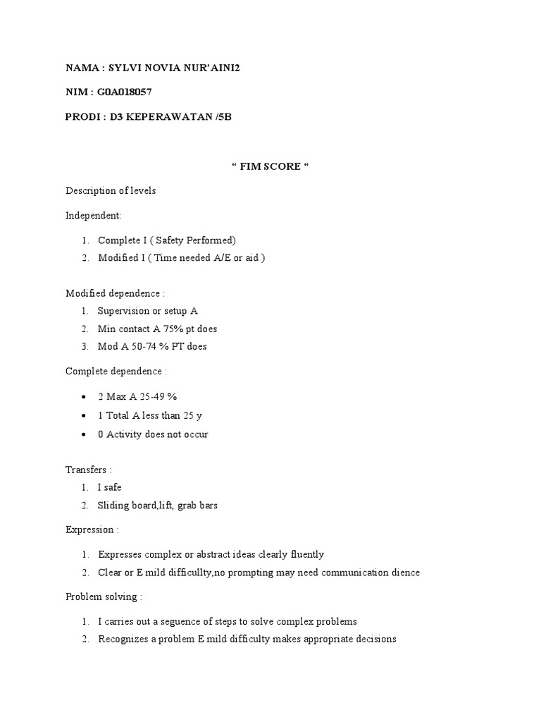 Efn Fim Score (Sylvi Novia Nur'Aini - G0A018057) | PDF