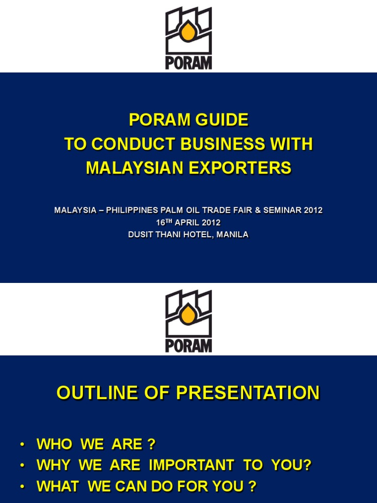 P7 PORAM Guide To Conduct Business Malaysian Exporter | PDF | Palm Oil ...