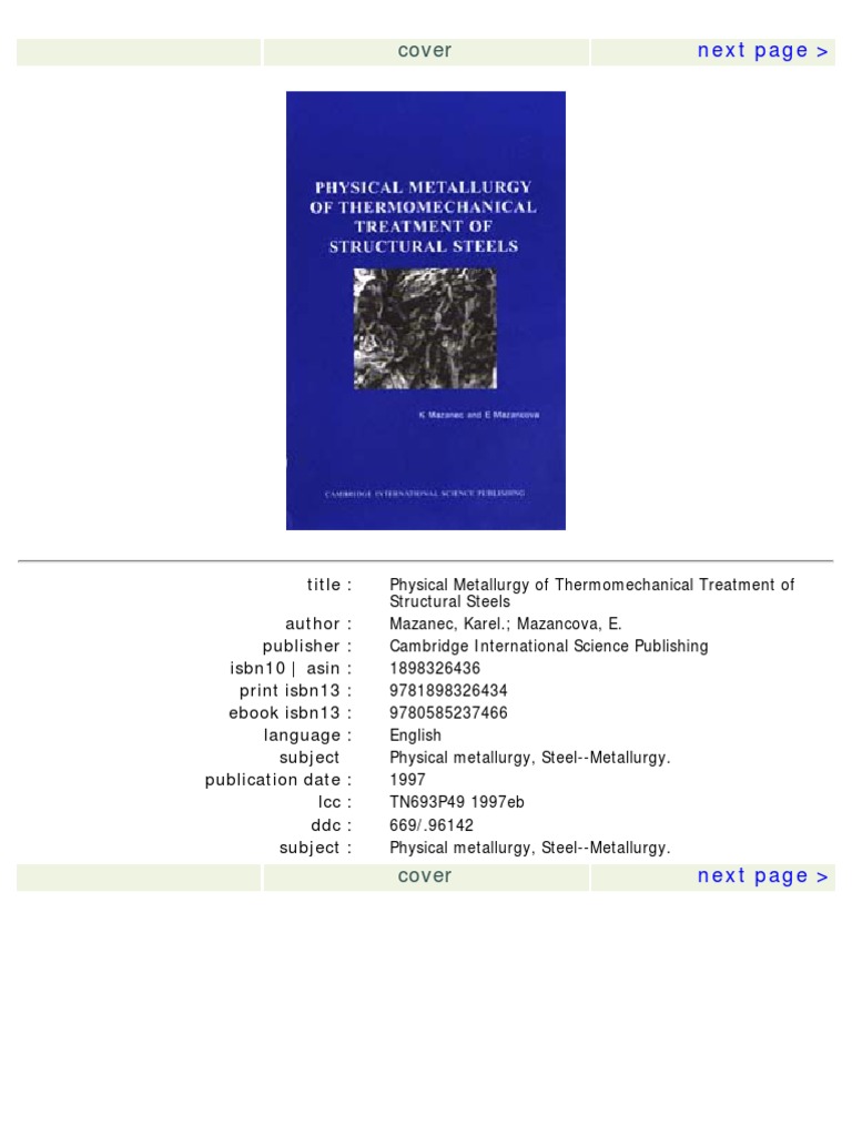 Physical Metallurgy of Thermomechanical Treatment of Structural Steels | PDF | Yield ...