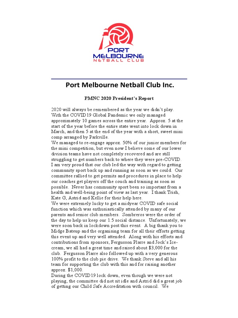 2020 Presidents Report - As | PDF