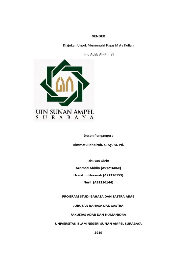 Teori Gender Pdf Ilmu Sosial