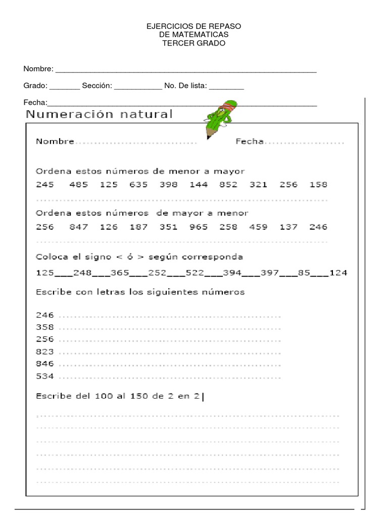 Ejercicios de Matematicas 3° | PDF | Crecimiento personal y profesional