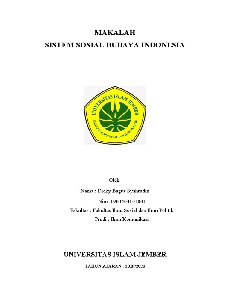 Makalah Sistem Sosial Budaya Indonesia Pdf 