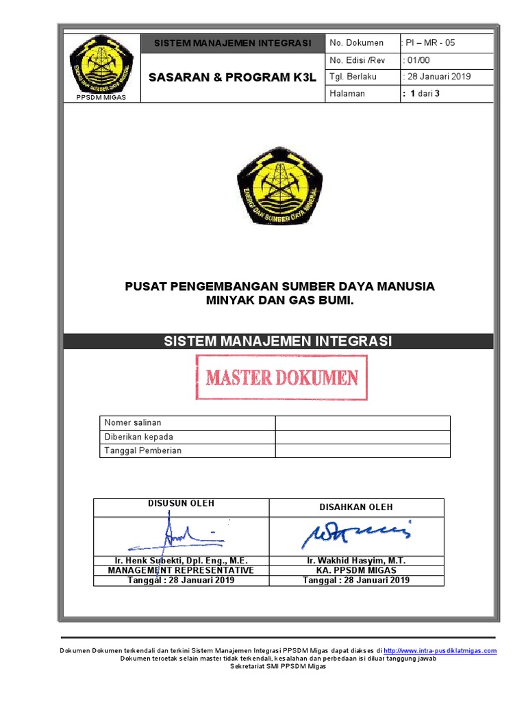 PI-MR-05 Sasaran K3L (2019) | PDF