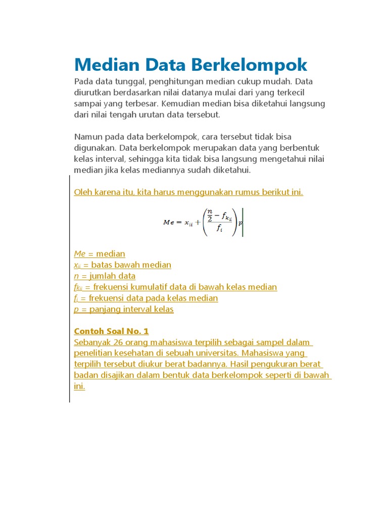 Median Data Berkelompok | PDF