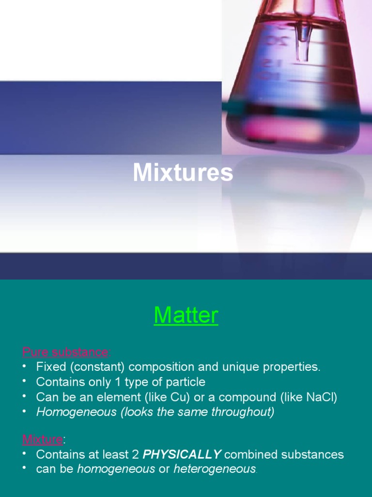 Mixtures | PDF | Mixture | Solution