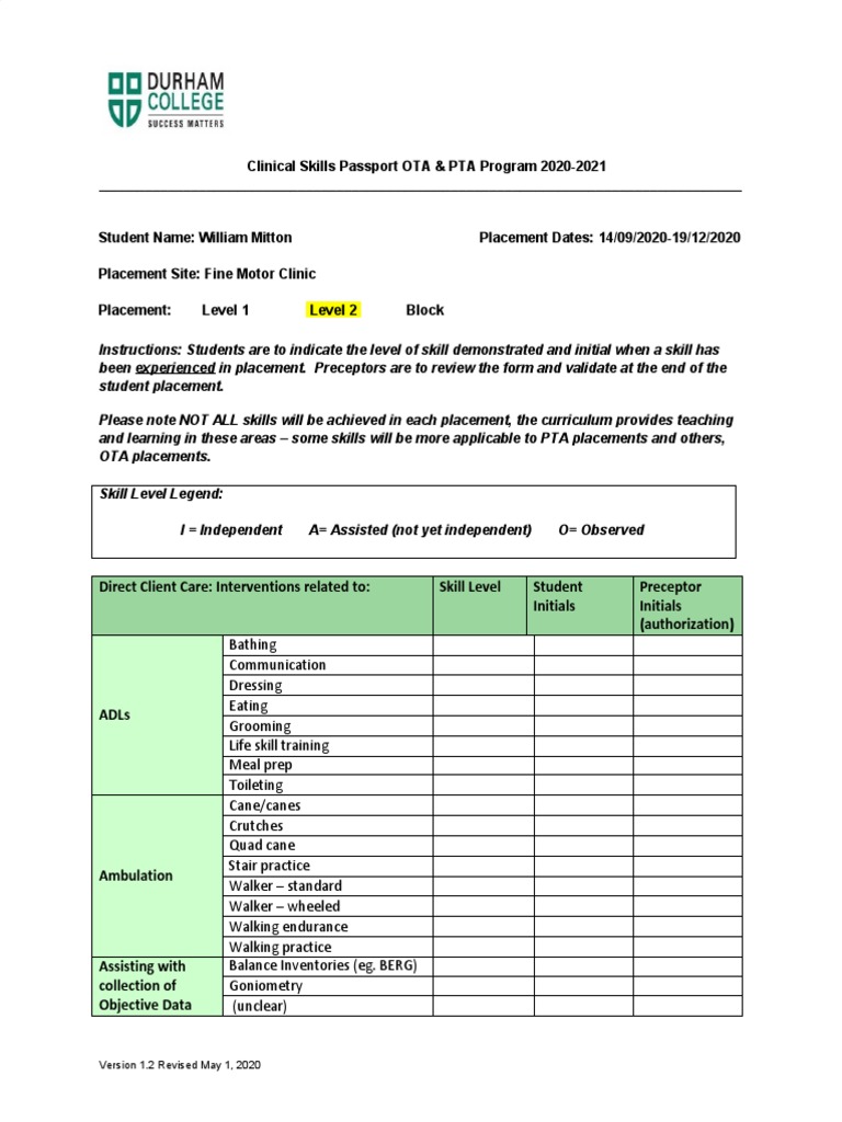 Ota Pta Skill Passport PL 2 2020-2021 1 | PDF | Perception | Nervous System