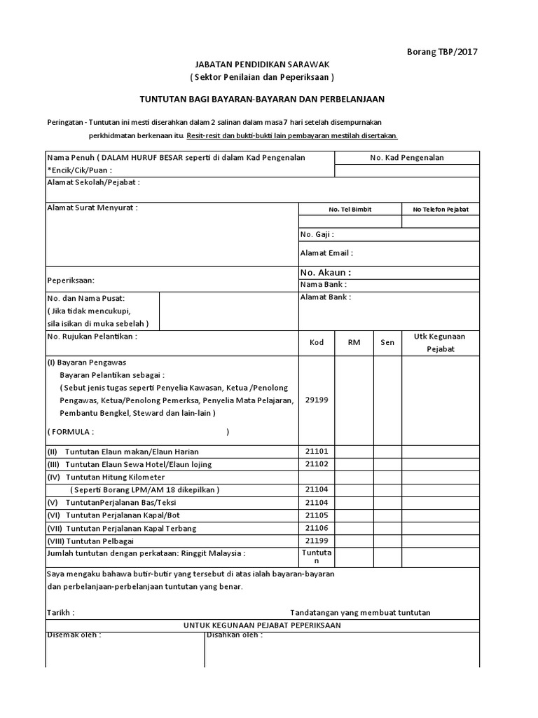 Borang TBP Kosong | PDF