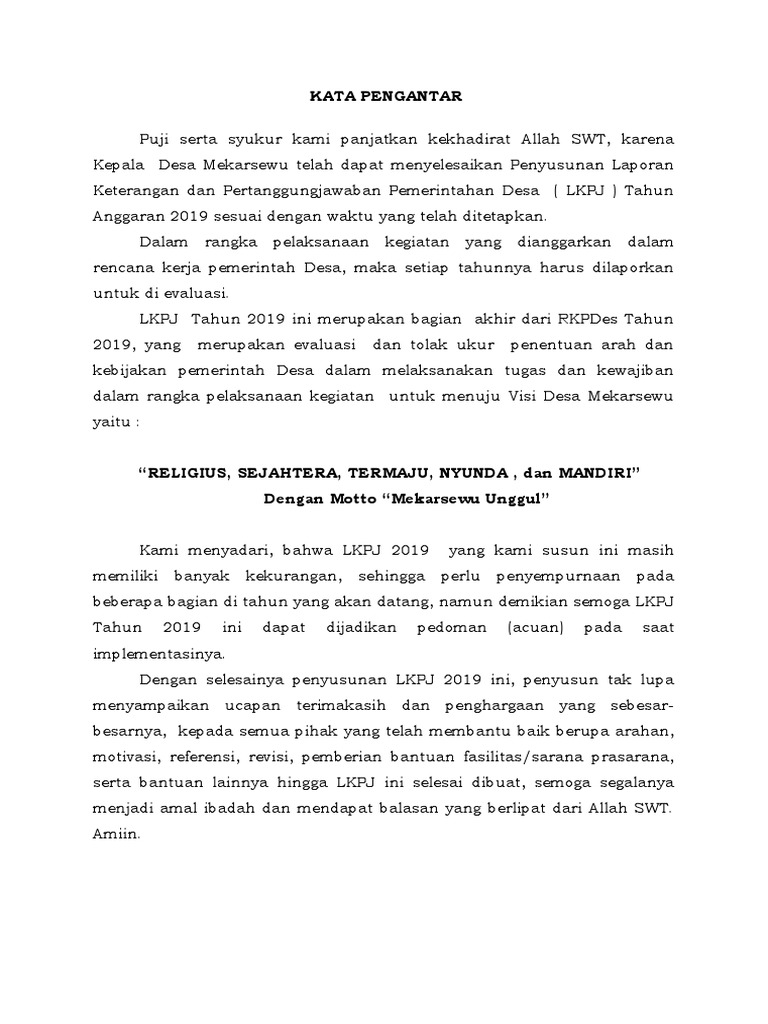 Kata Pengantar LKPJ | PDF