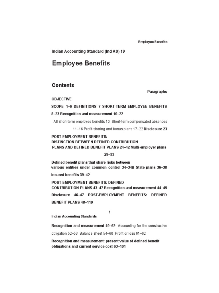 Understanding Ind AS 19: Employee Benefits | PDF | Defined Benefit ...