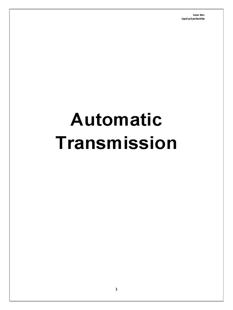 Automatic Transmission | PDF | Transmission (Mechanics) | Automatic ...