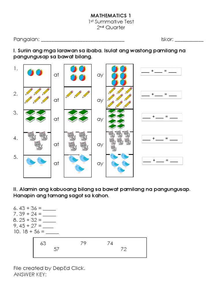 MATH Grade One | PDF