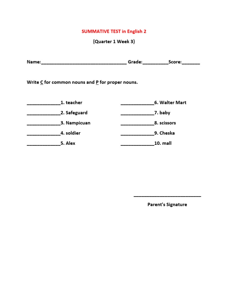 SUMMATIVE TEST Week 3 | PDF