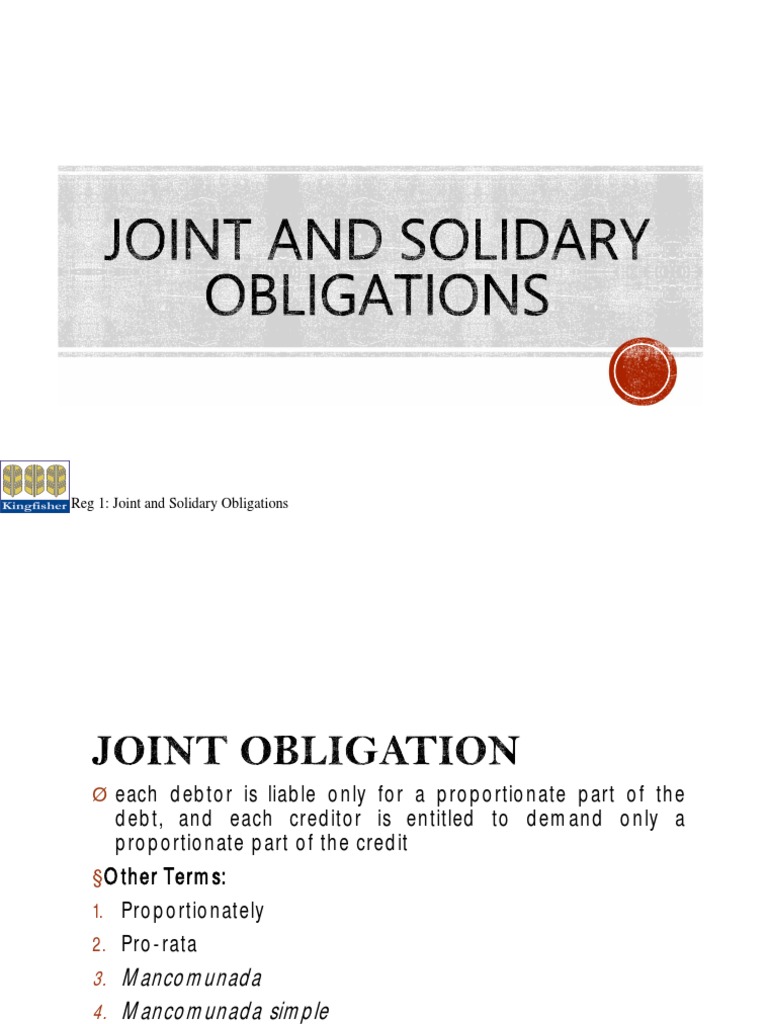 Discussion Summary - Joint and Solidary Obligations | PDF | Debtor ...