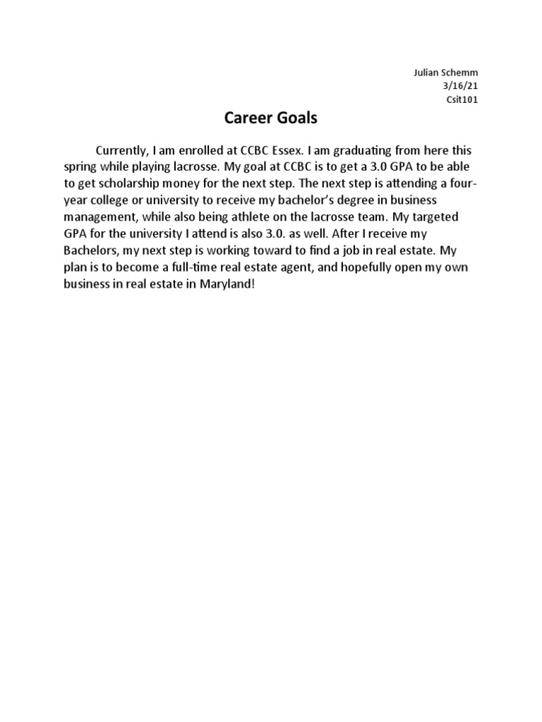 Career Goals | PDF