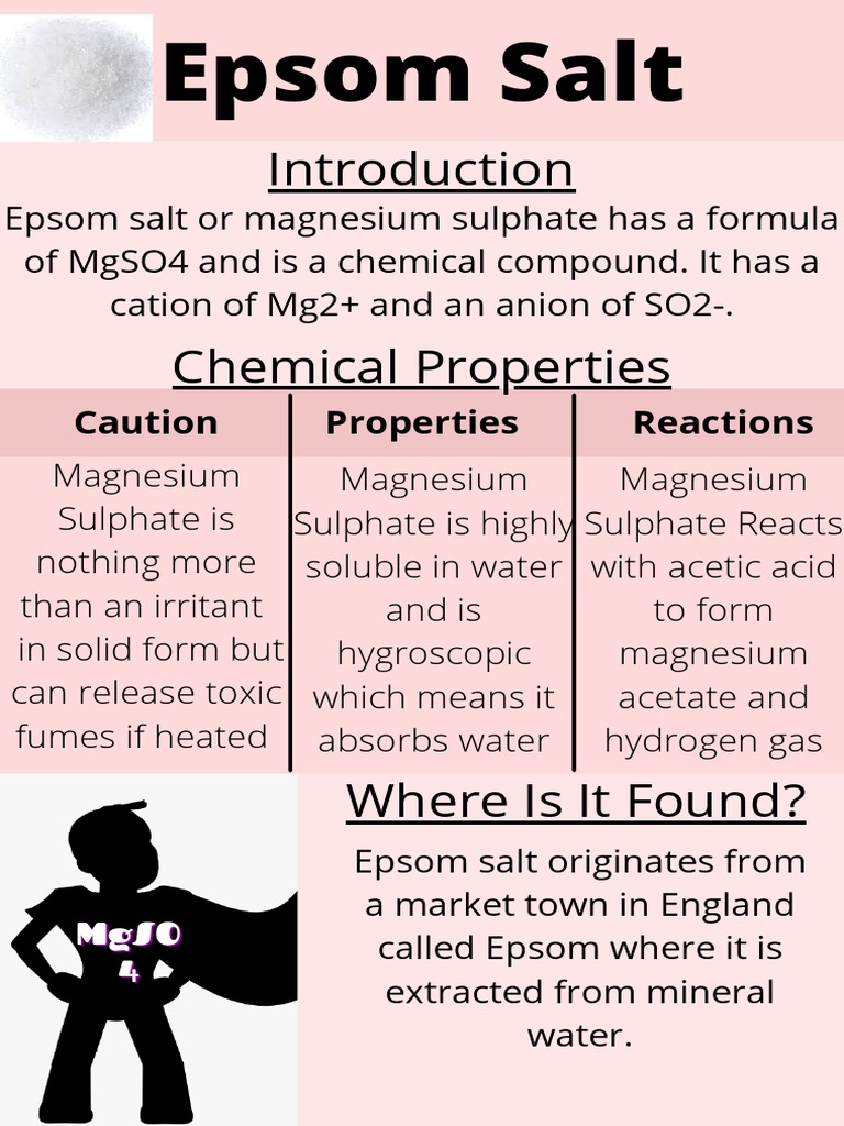 Introduction to the Chemical and Physical Properties of Epsom Salt | PDF