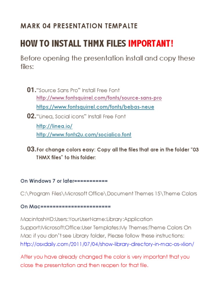 How To Install THMX Files: Important! | Download Free PDF | Icon ...