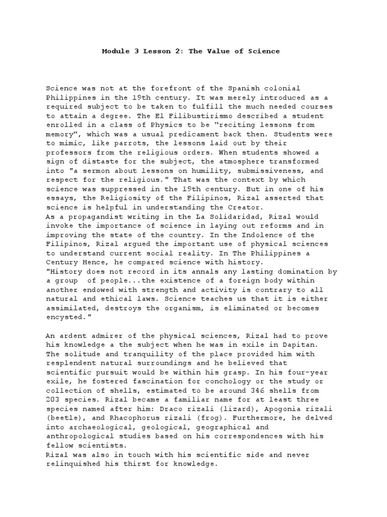 Module 3 Lesson 2 The Value of Science | PDF | Science | Science (General)