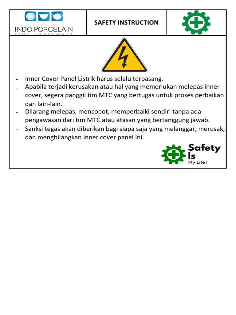 Safety Instruction Panel Listrik | PDF