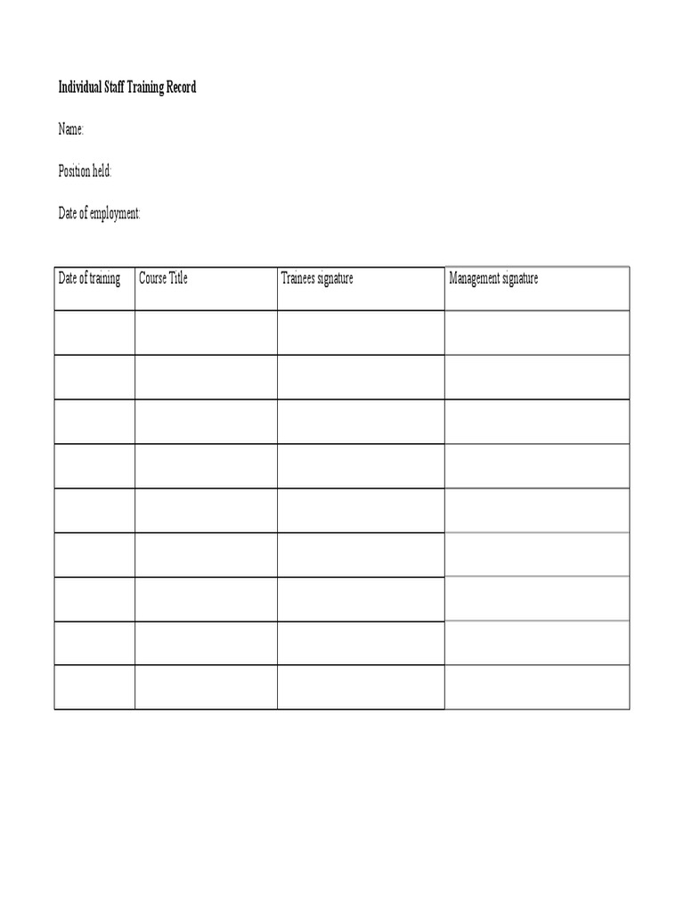 Individual Staff Training Record | PDF