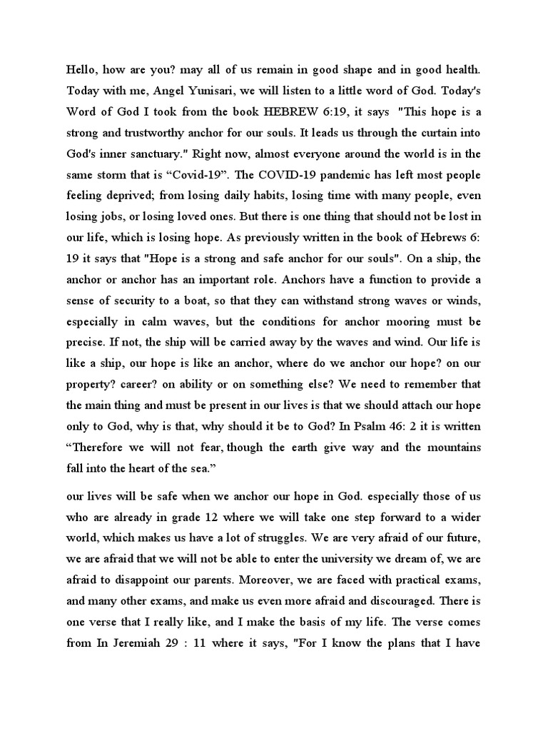 Script Motivational Speech | Download Free PDF | Anchor | Hope