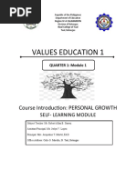 MODULE 9 Values Education | PDF | Self Esteem | Psychological Concepts