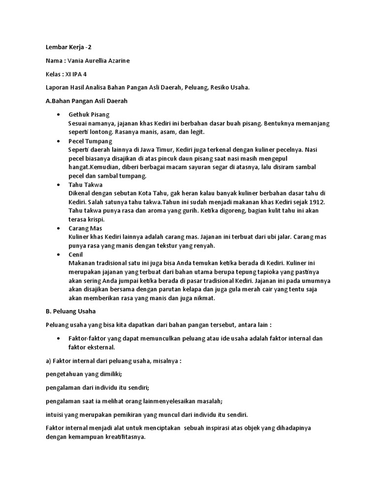 Lembar Kerja - 2 Pkwu Kelas 11 | PDF