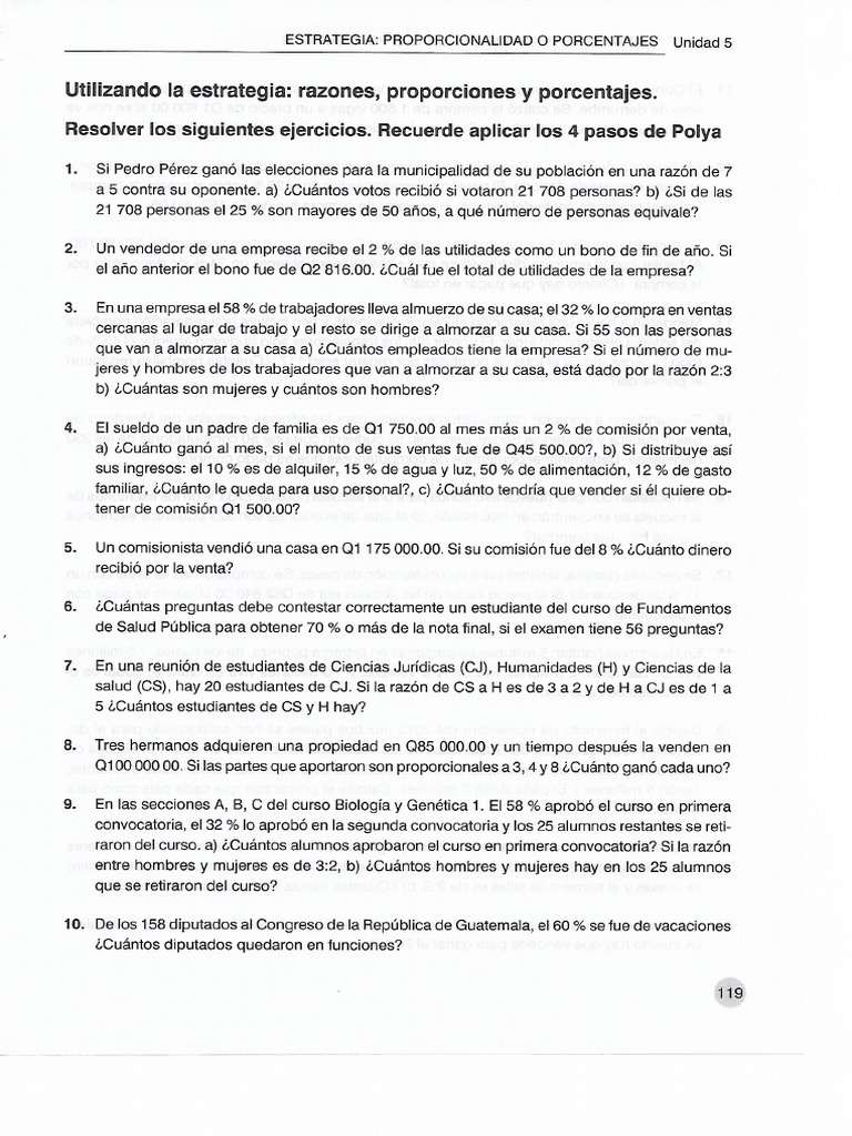 Razones, Proporciones y Porcentajes | PDF