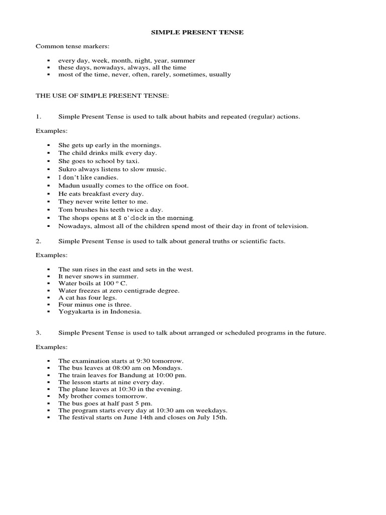 Simple Present Tense | PDF | Grammatical Tense