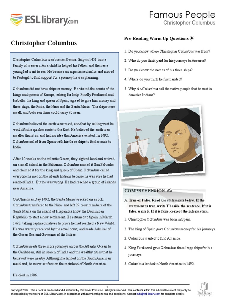 Famous People: Christopher Columbus | PDF | Christopher Columbus ...