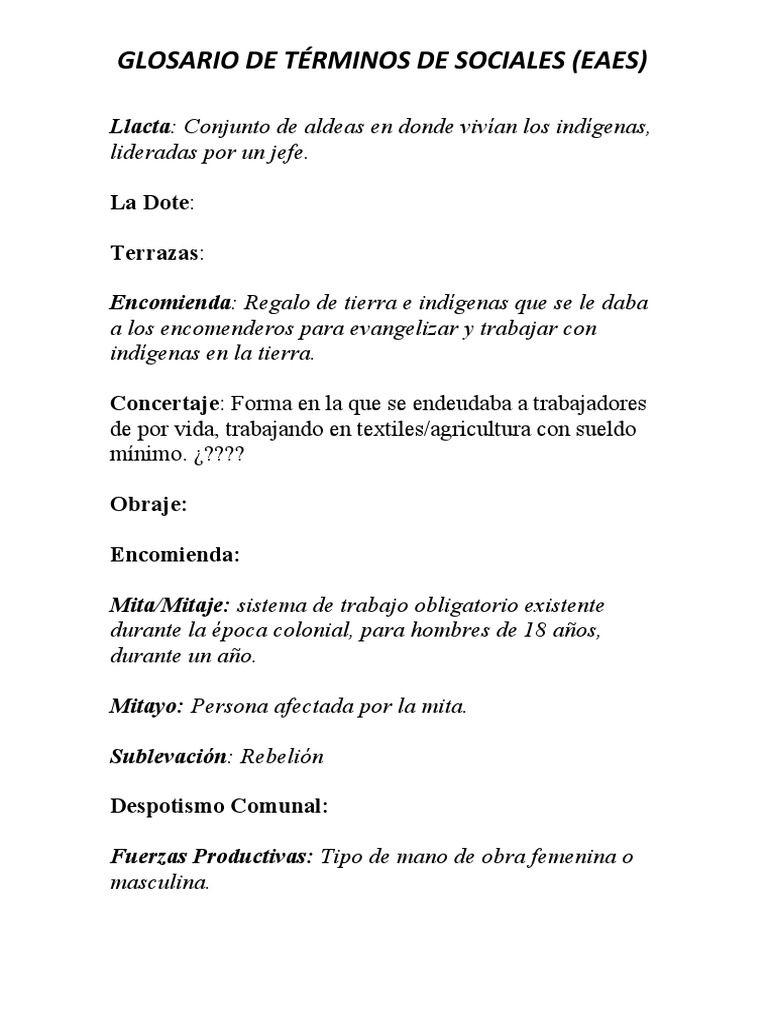 Vocabulario de Ciencias Sociales | PDF