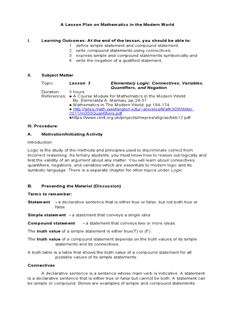 GE04 Lesson 3 | PDF | Logic | If And Only If