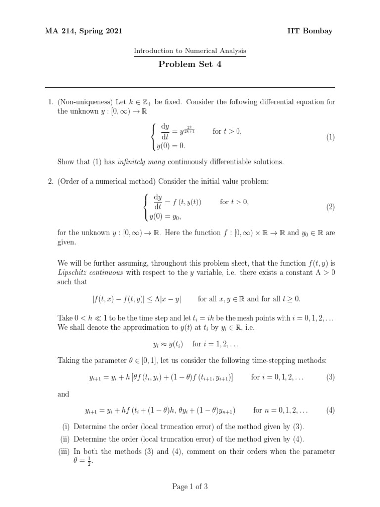 Ma 214 HW4 | PDF | Numerical Analysis | Equations