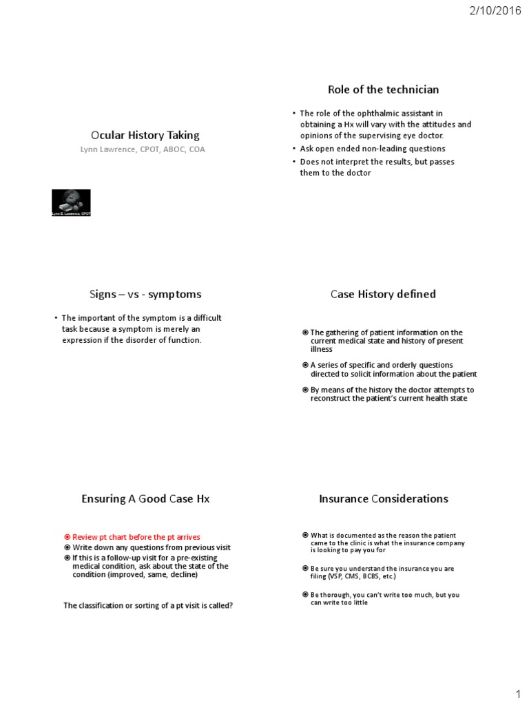 Role of The Technician: Lynn Lawrence, CPOT, ABOC, COA | PDF ...