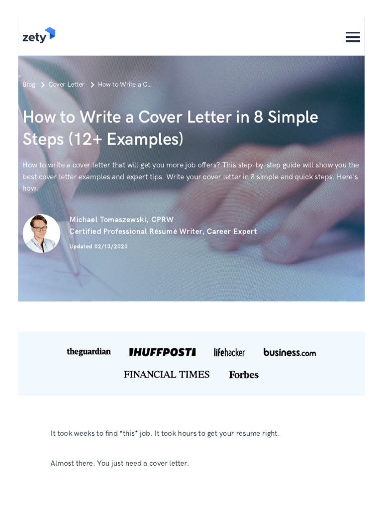How To Write A Cover Letter in 8 Simple Steps (12+ Examples) | PDF ...